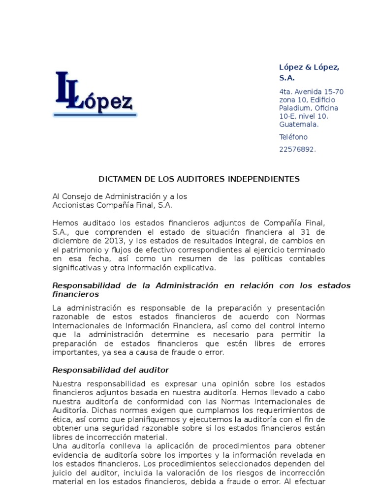 Opinion Con Salvedades | Auditoría financiera | Contralor, auditor