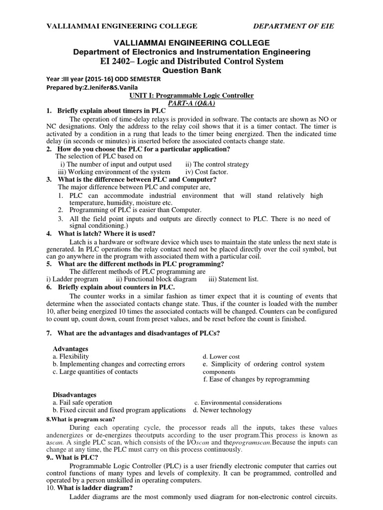 Linear Distributed Contron Systems Question Bank For Anna University ...