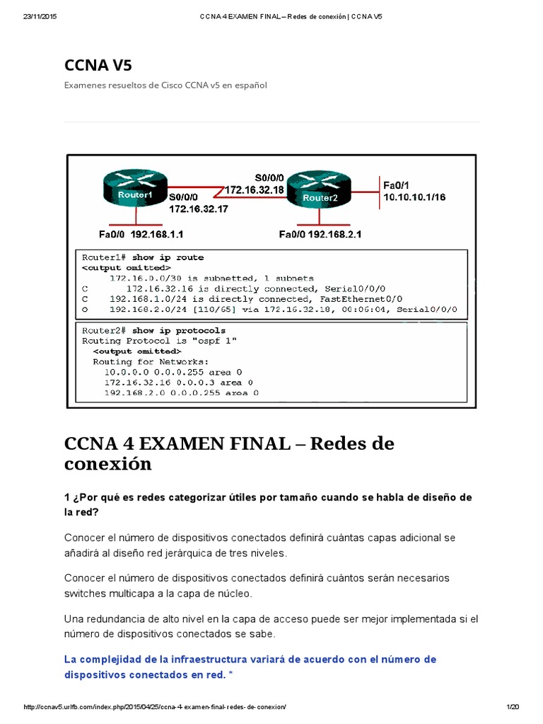 CCNA 4 EXAMEN FINAL - Redes de Conexión - CCNA V5 PDF | PDF | Red privada virtual | Enrutador ...