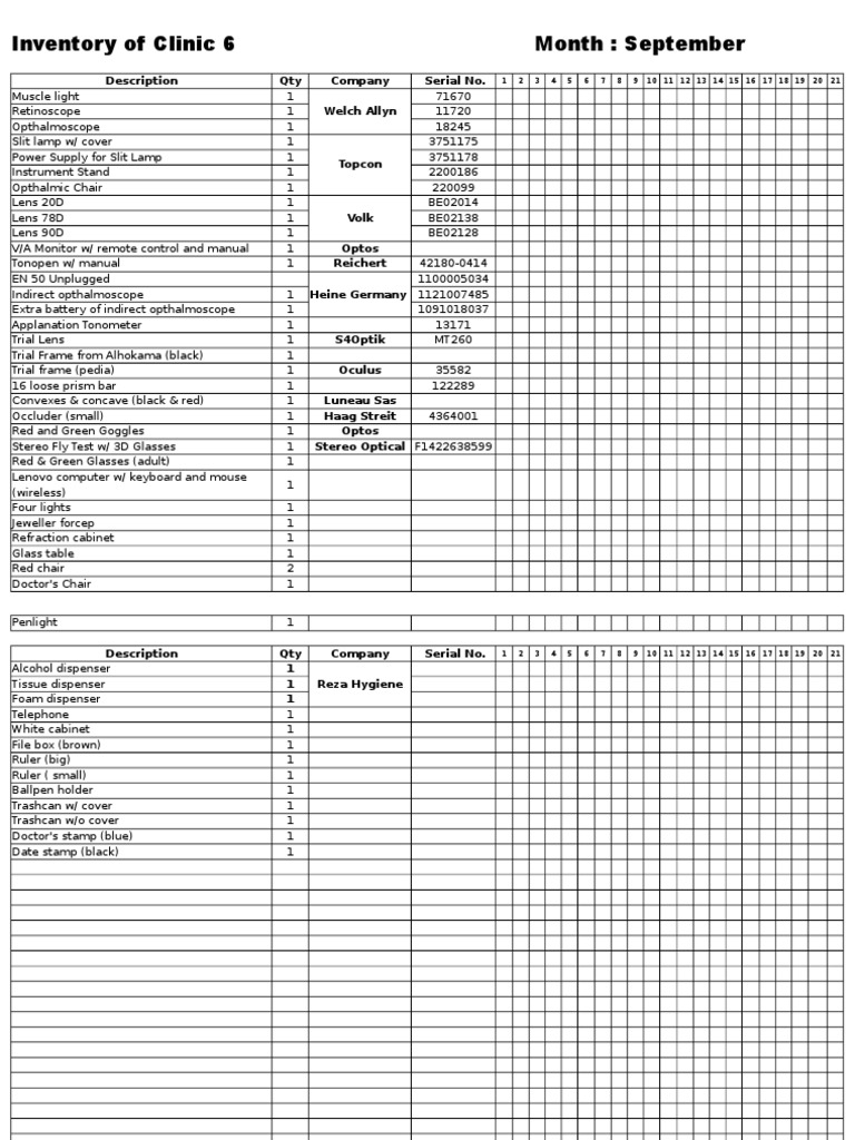 Clinic 6 Inventory - September 2023 | PDF | Wellness | Computers