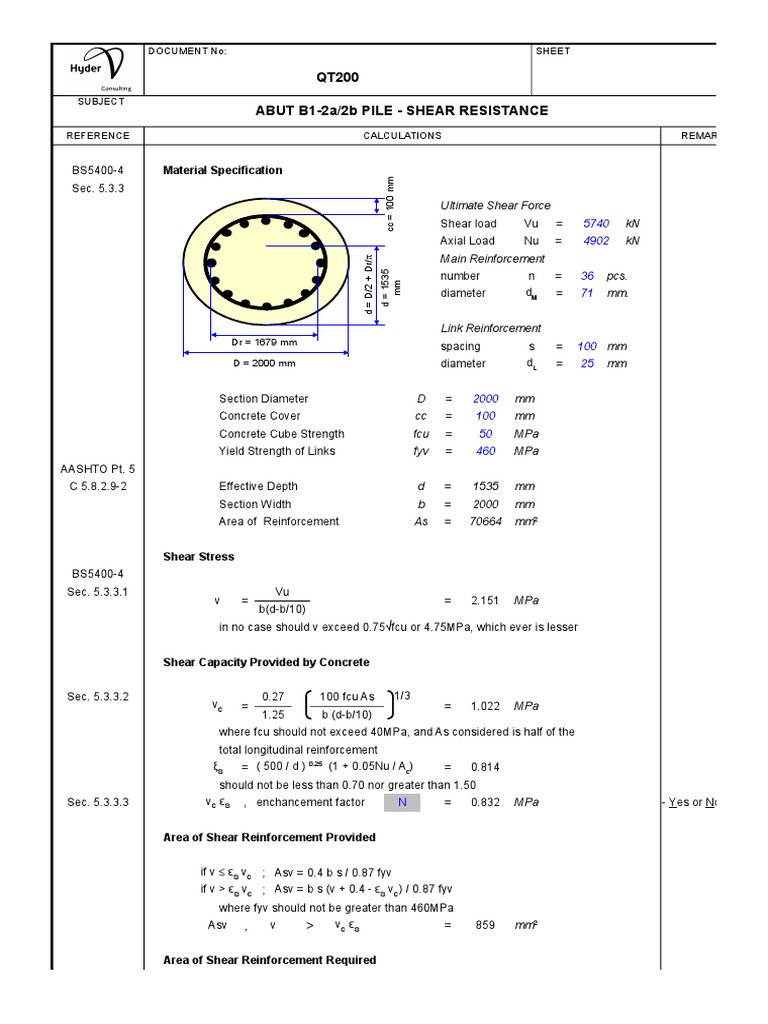 B1-2A Pile Shear | PDF | Strength Of Materials | Deep Foundation