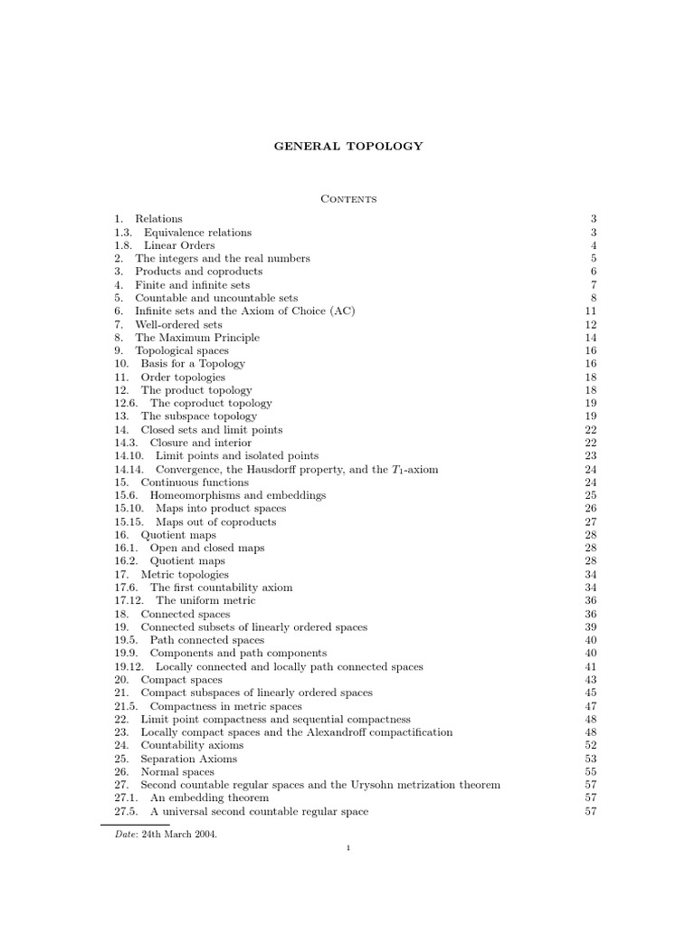General Topology Notes | PDF | Compact Space | General Topology