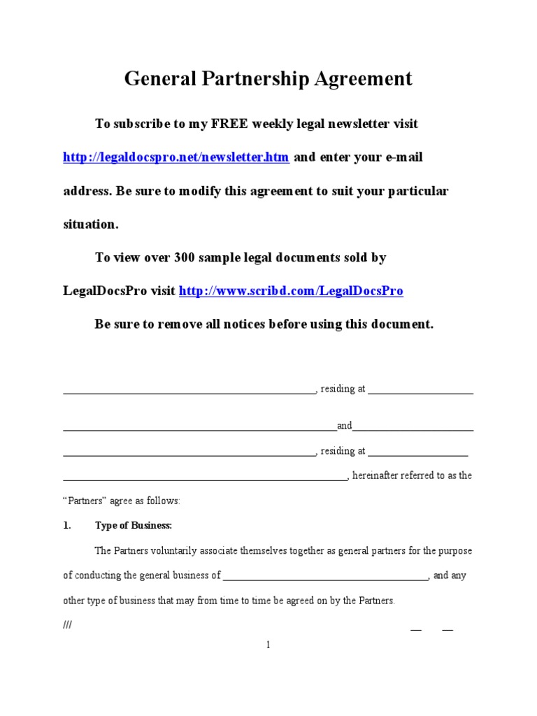 California General Partnership Agreement | PDF | General Partnership ...