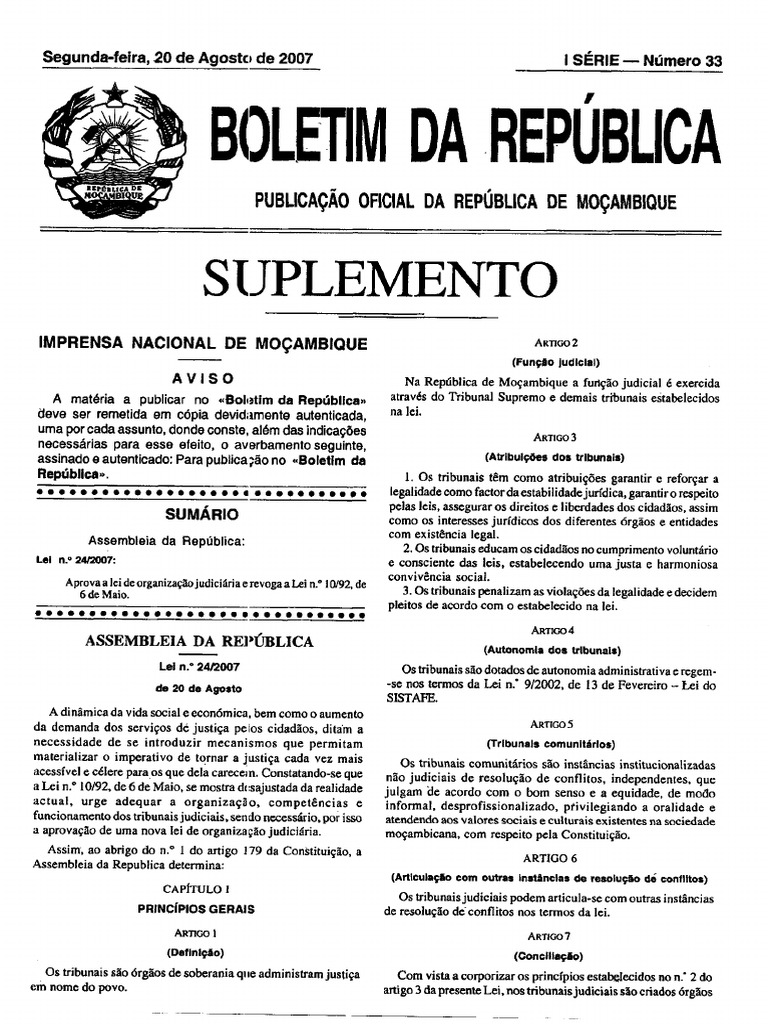 Boletim Da Republica I SERIE-Numero 33 | PDF | Juiz | Lei Estatutária
