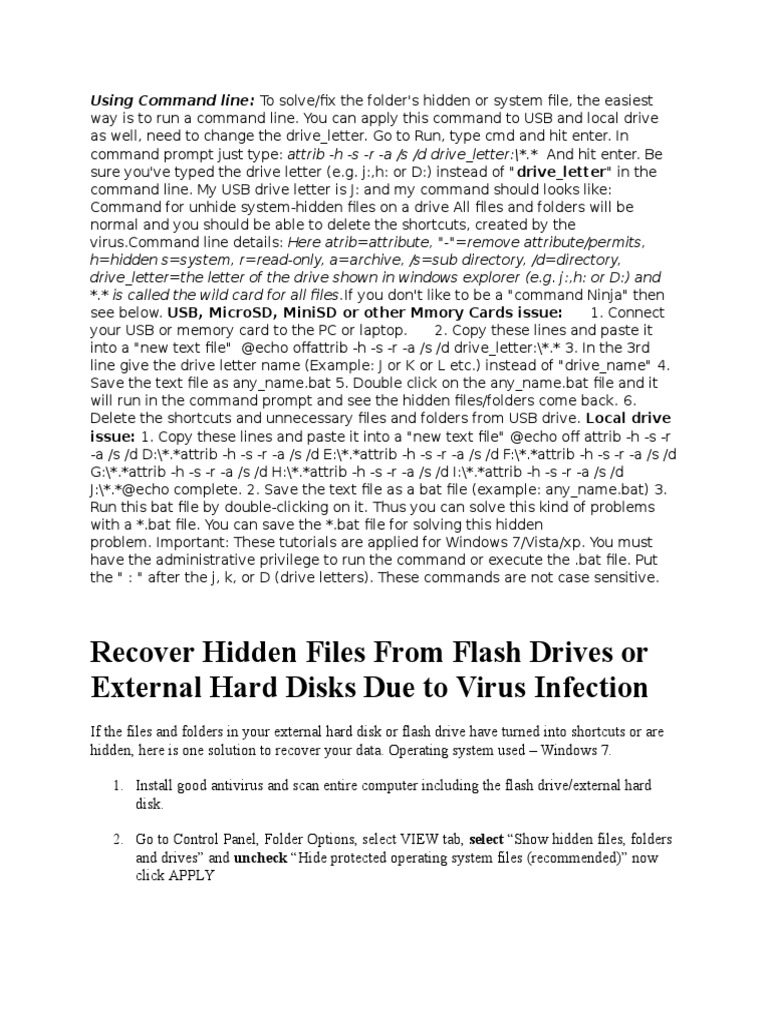 Unhide Usb Tips | PDF | Usb Flash Drive | Computer File