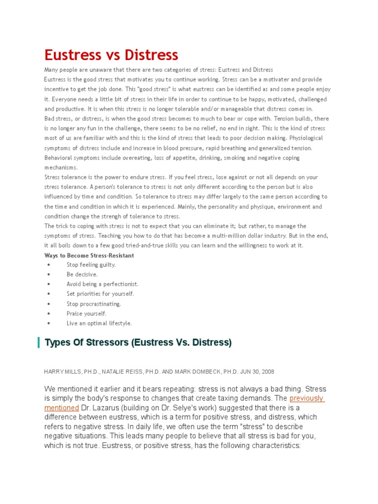 Eustress vs Distress | Stress (Biology) | Self-Improvement