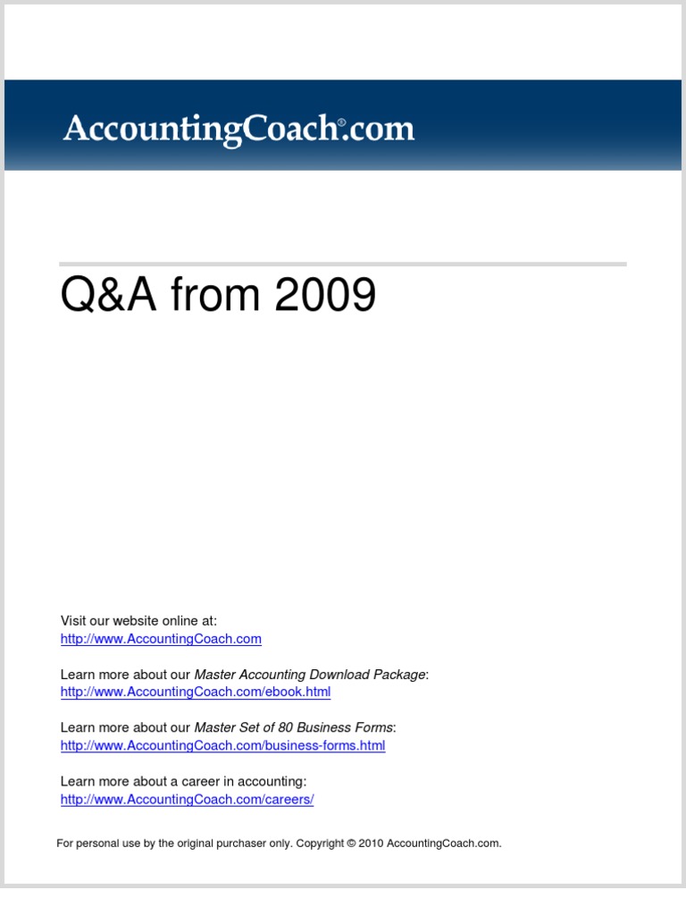 Q&A From 2009: Visit Our Website Online at | PDF | Debits And Credits ...