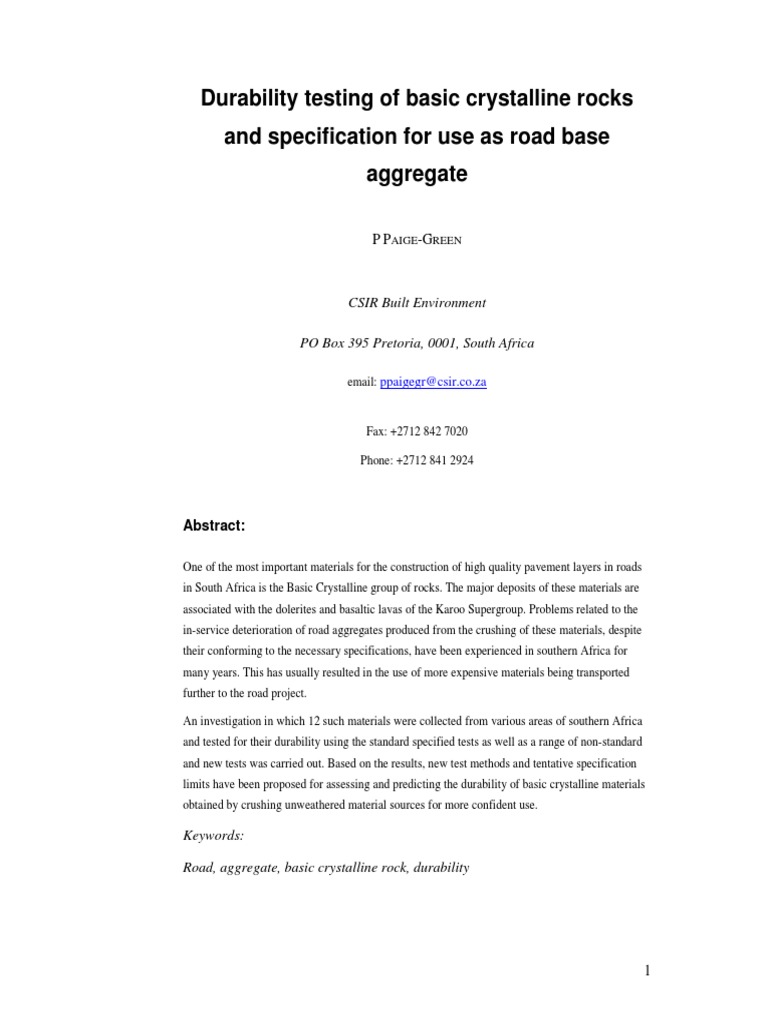 2015.10.24, Rock Durability Tests (DMI TEST Etc) PDF | PDF | Road ...