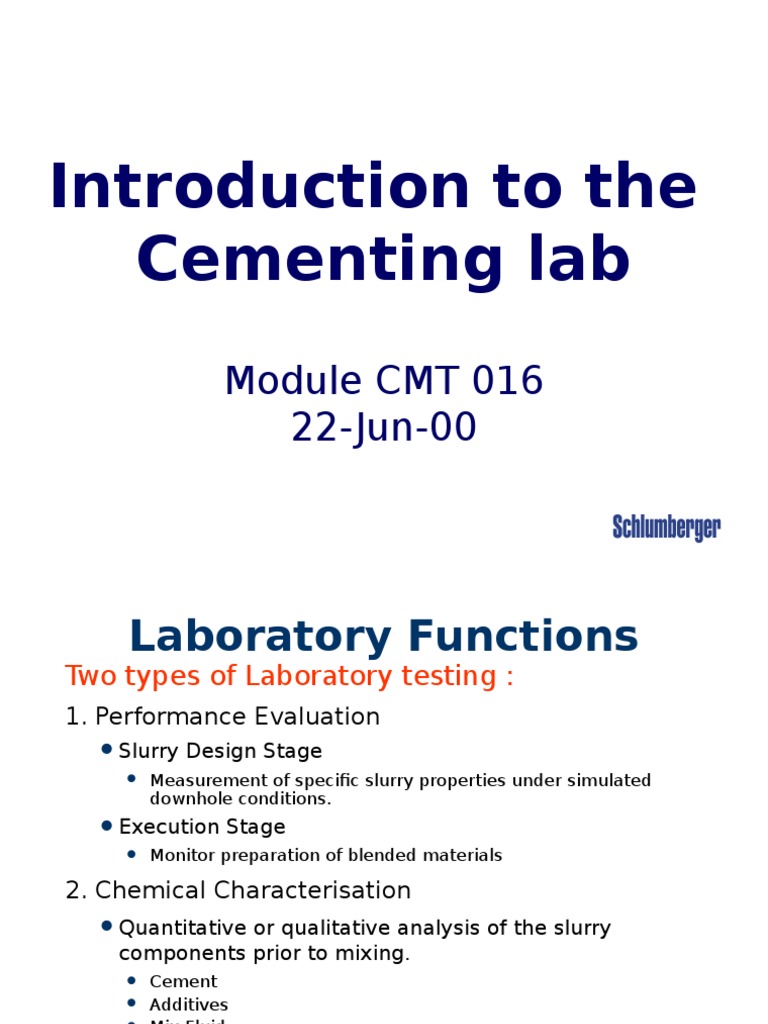 Cementing Lab Overview and Testing Methods | PDF | Rheology | Pressure