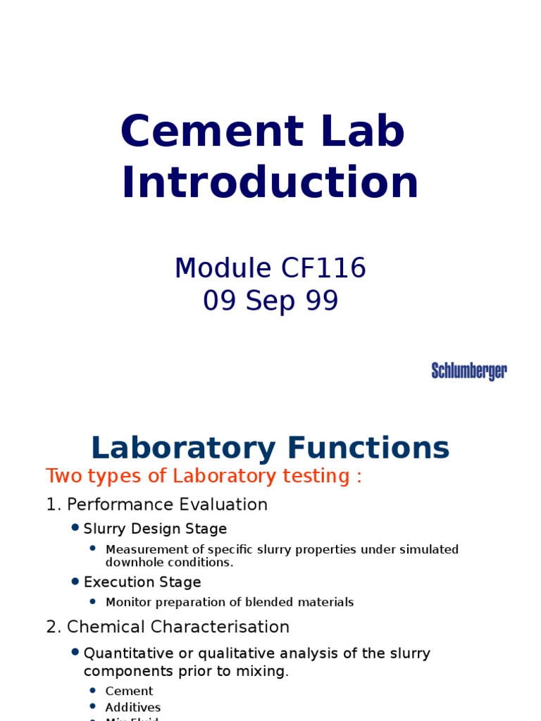 Cementing Lab. NL 09 Sep 99 - A | PDF | Casing (Borehole) | Rheology