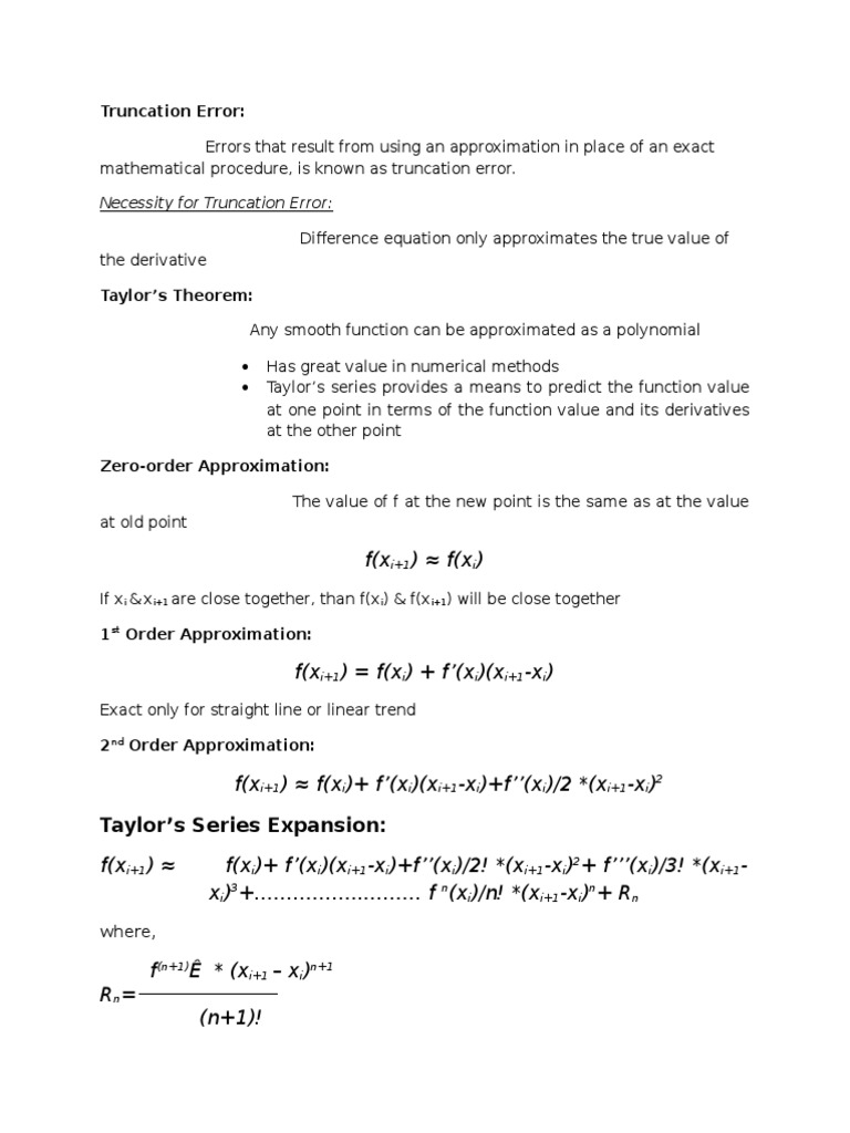 Truncation Error Series Mathematics Derivative Free 30 Day