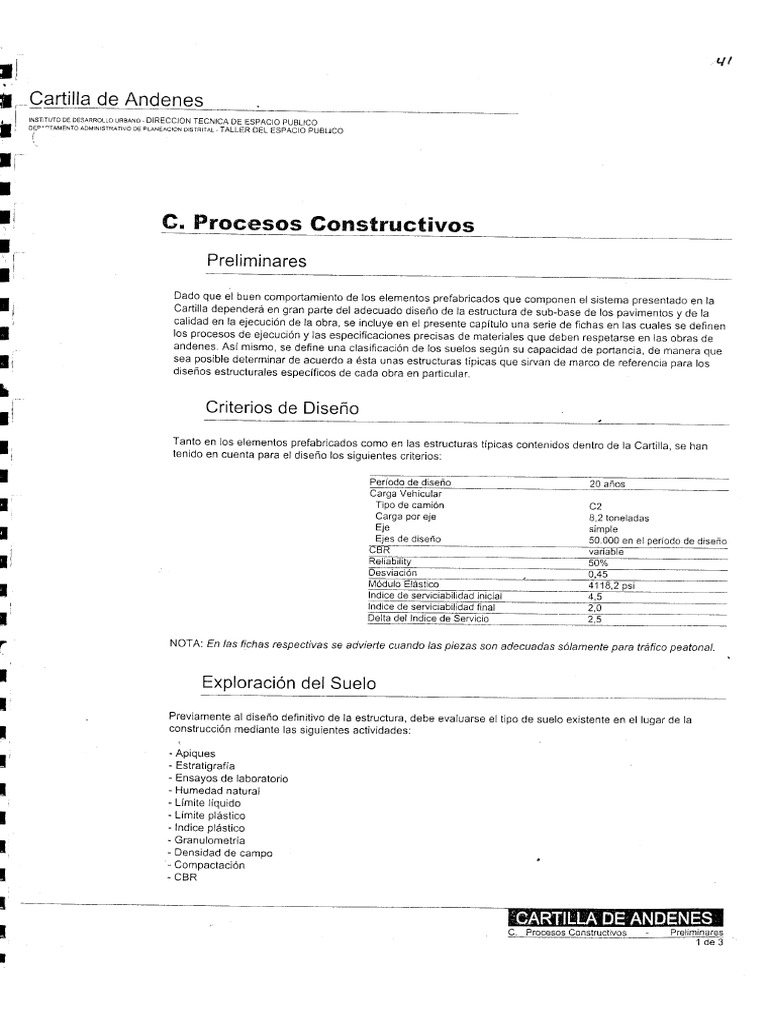 Cartilla Andenes IDU - Proceso Constructivo | PDF