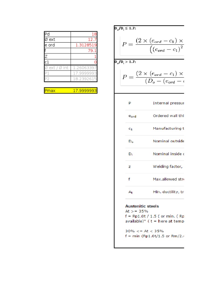 EN-13480-3 Values Calculation | PDF