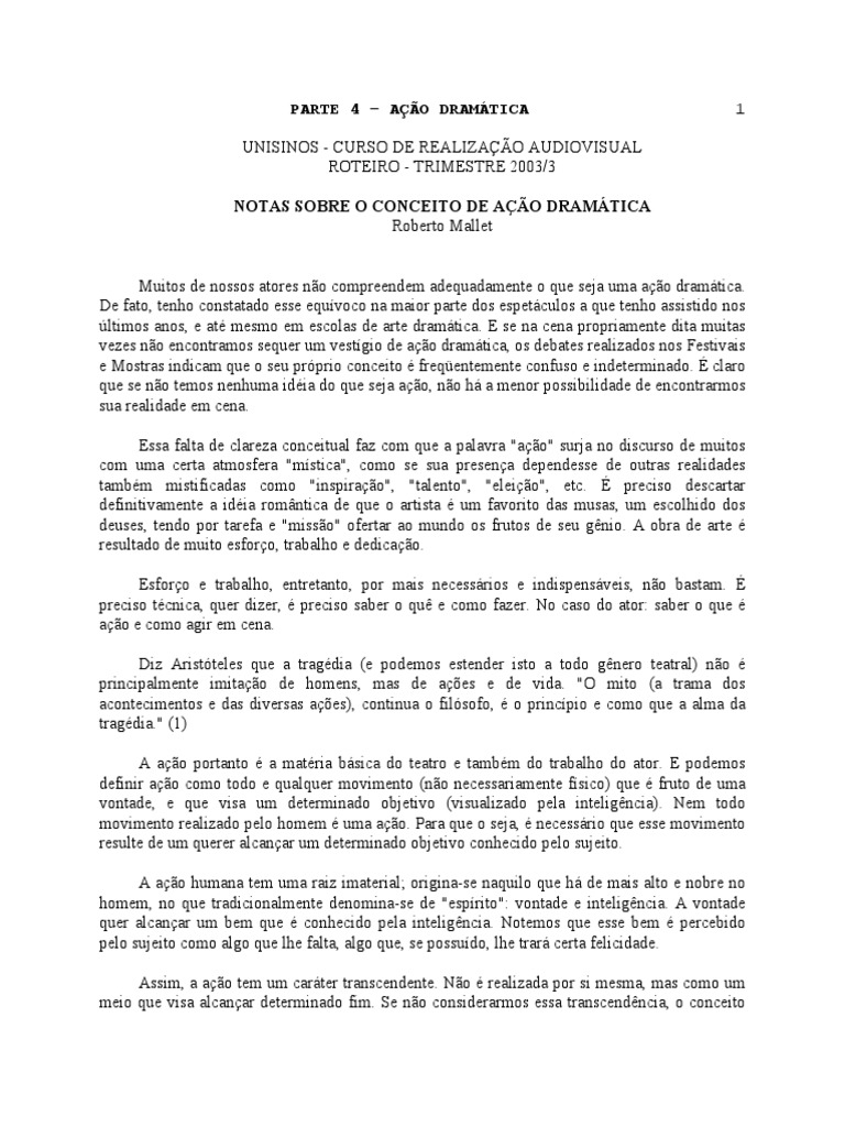 Compreendendo a essência da ação dramática | PDF | Ator | Pensamento