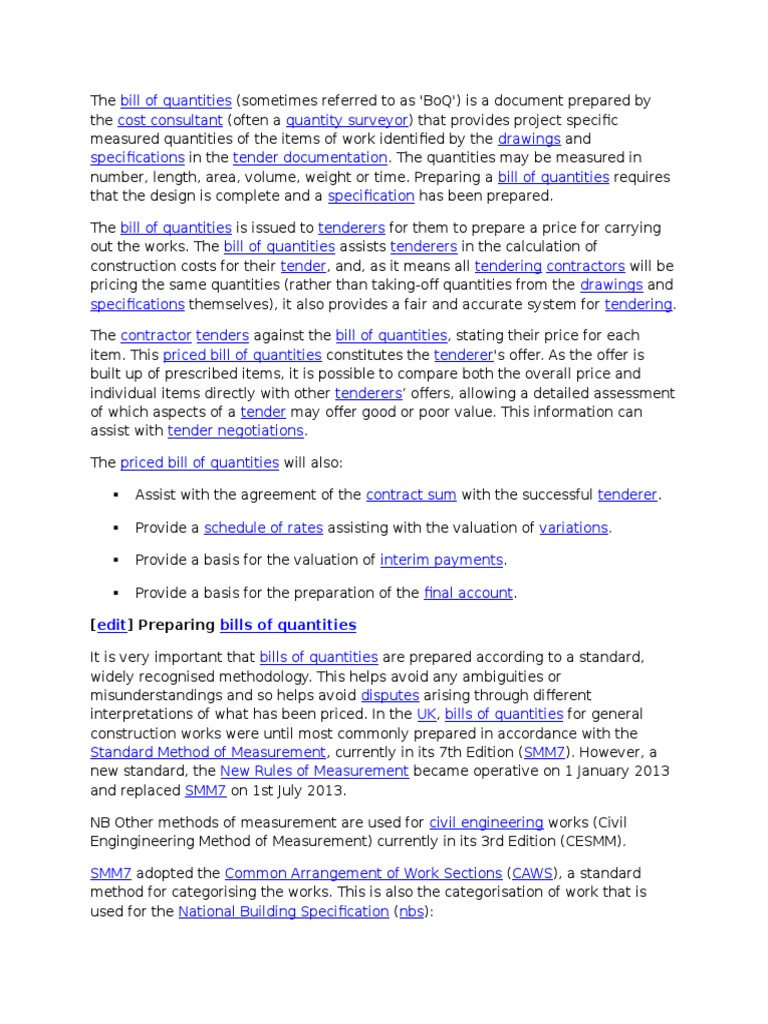 Introduction of Building Quantities | PDF | Specification (Technical ...
