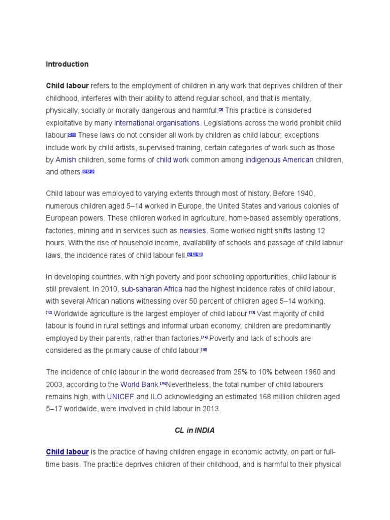 Introduction | Child Labour | Labor