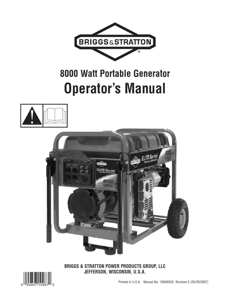 Briggs & Stratton 8000 Watt Portable Generator | PDF | Battery Charger | Gasoline