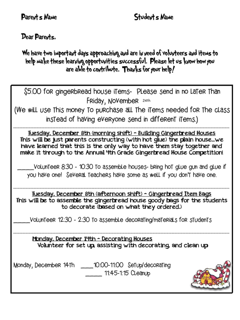 Volunteer Opportunities for Gingerbread Event | PDF