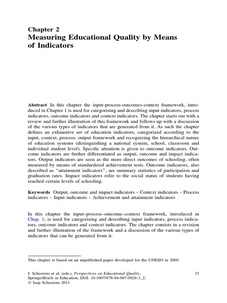 Measuring Educational Quality by Means of Indicators | PDF
