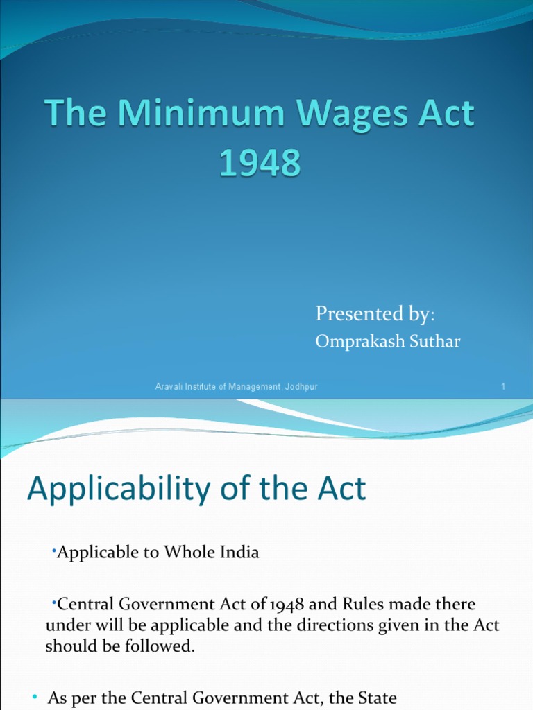 Minimum Wages Act: Applicability Overview | PDF | Expense | Overtime