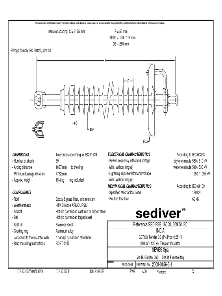 Sediver: Dimensions Electrical Characteristics | PDF