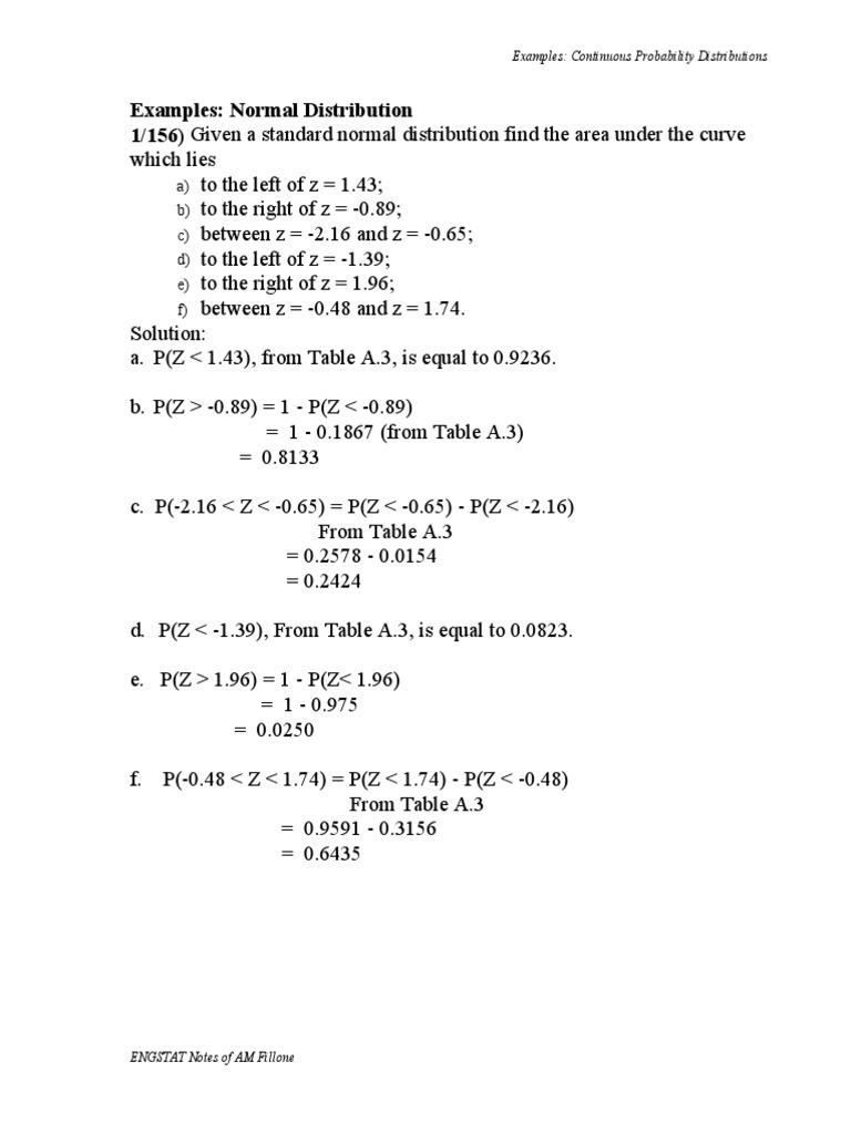 Solving Problems Involving the Standard Normal Distribution | PDF | Normal Distribution ...