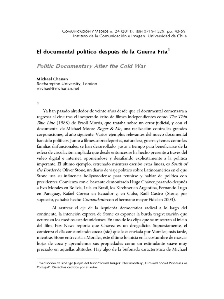 Michael Chanan - El Documental Político | PDF | Internet | Documental