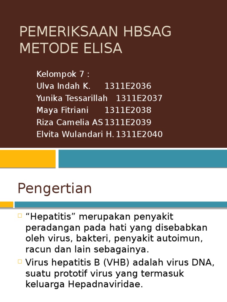 Pemeriksaan HBsAg Metode ELISA | PDF