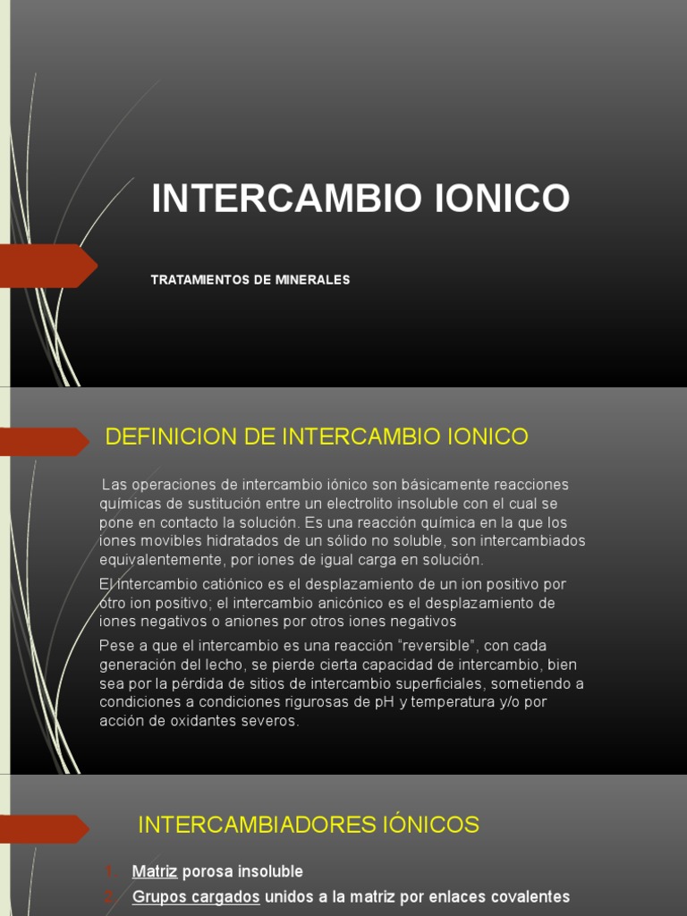 Definición y Aplicaciones del Intercambio Iónico | PDF | Intercambio ...