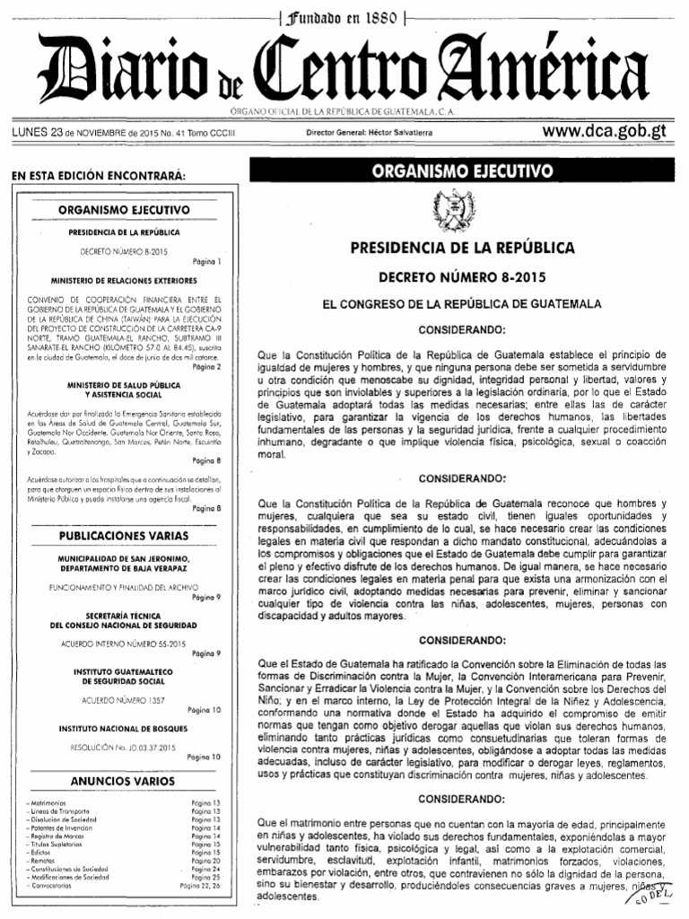 Dto. 8-2015 Reformas Al Código Civil | PDF | Guatemala | Derechos