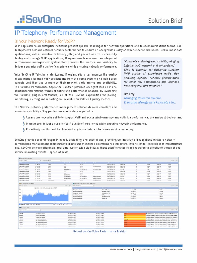 Datasheet - IP Telephony (VoIP) Performance Management PDF | PDF ...