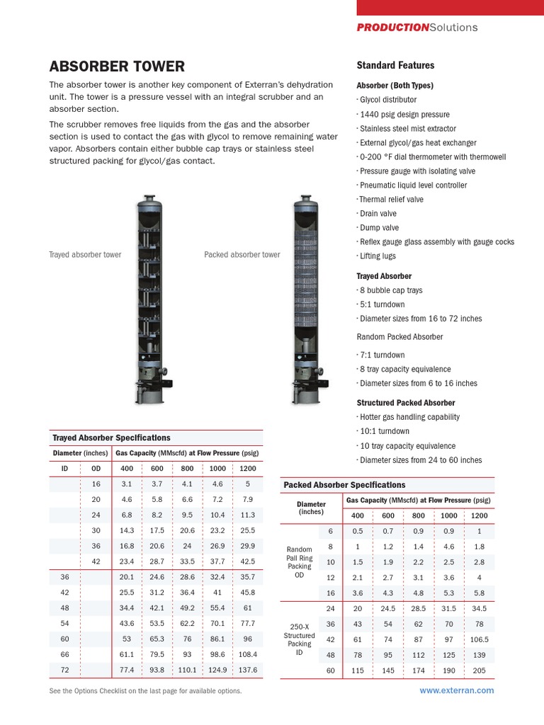 Absorber Tower: Standard Features | PDF | Valve | Pressure