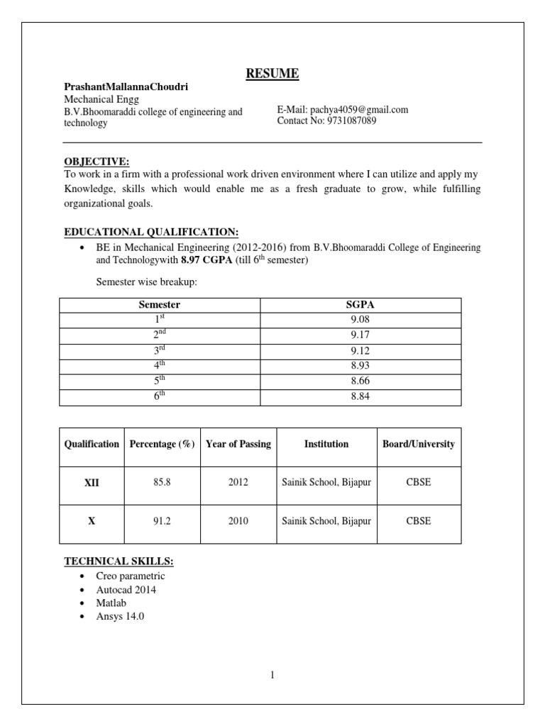Prashant Resume | PDF | Mechanical Engineering | Engineering