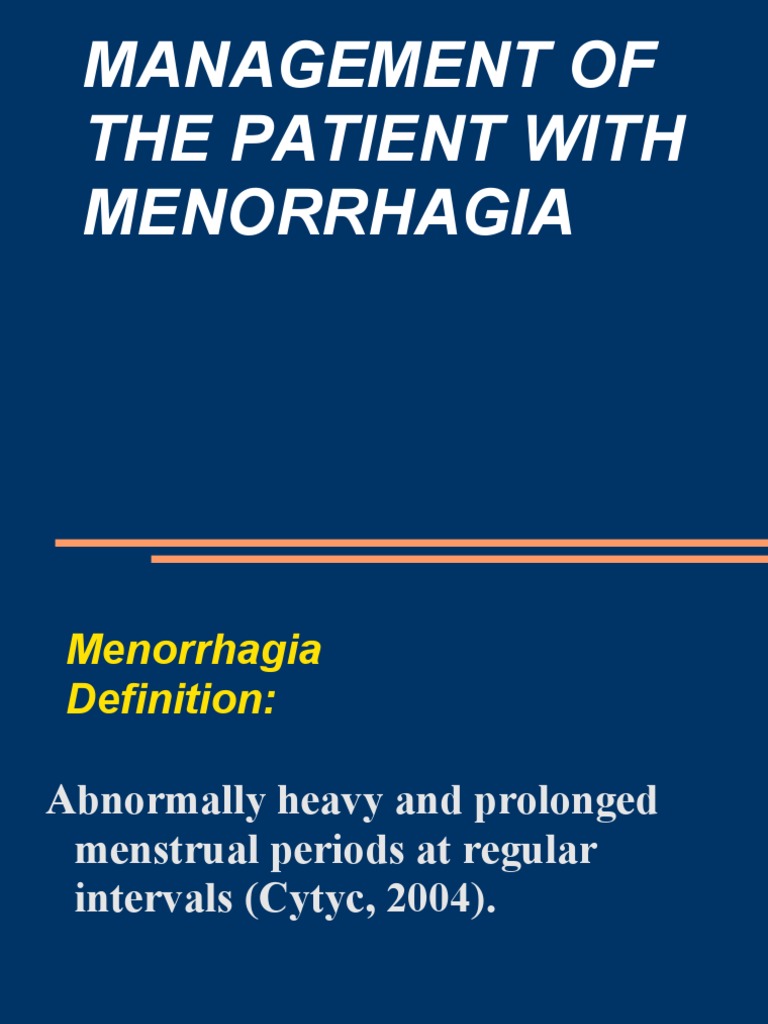 Management of The Patient With Menorrhagia | PDF | Menstruation ...