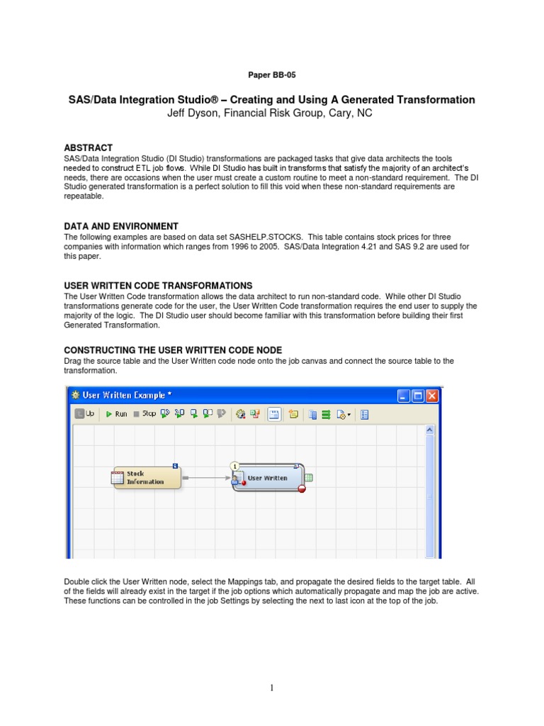 SAS/Data Integration Studio - Creating and Using A Generated Transformation | PDF | Command Line ...