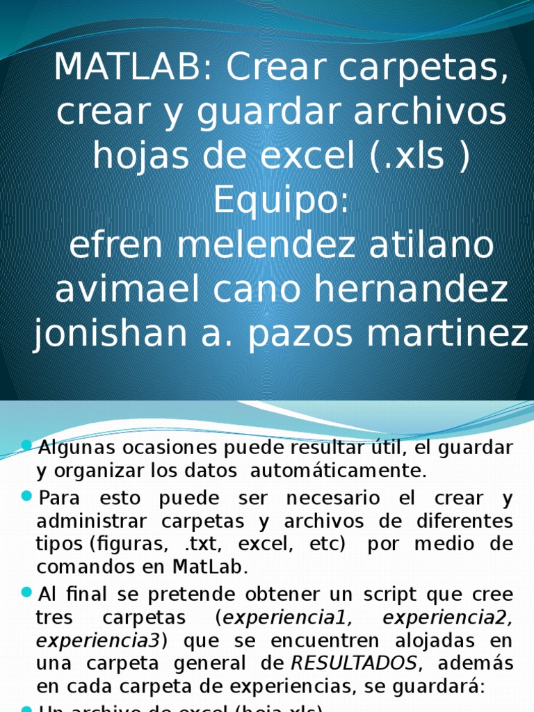 Matlab-Manipulacion de Archivos Excel Desde Matlab | PDF | Archivo de computadora | Microsoft Excel