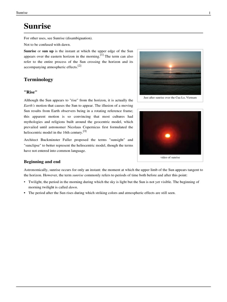 Sun Rising PDF | PDF | Sunset | Solar System