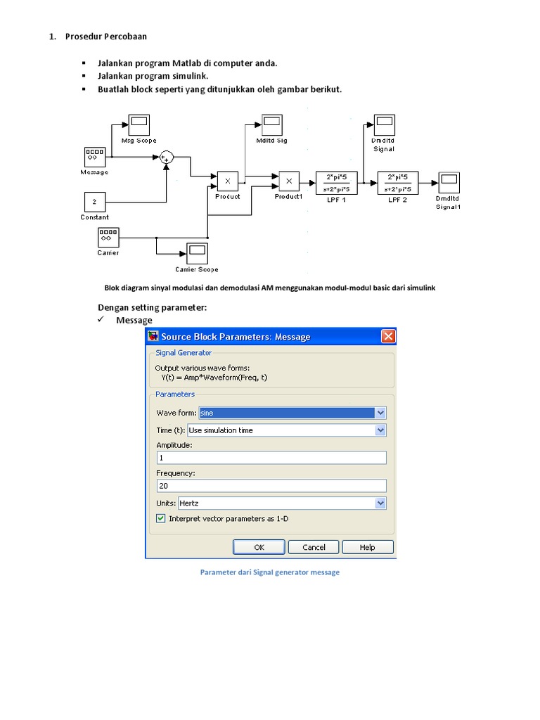 Prosedur Simulasi Modulasi AM di Matlab | PDF