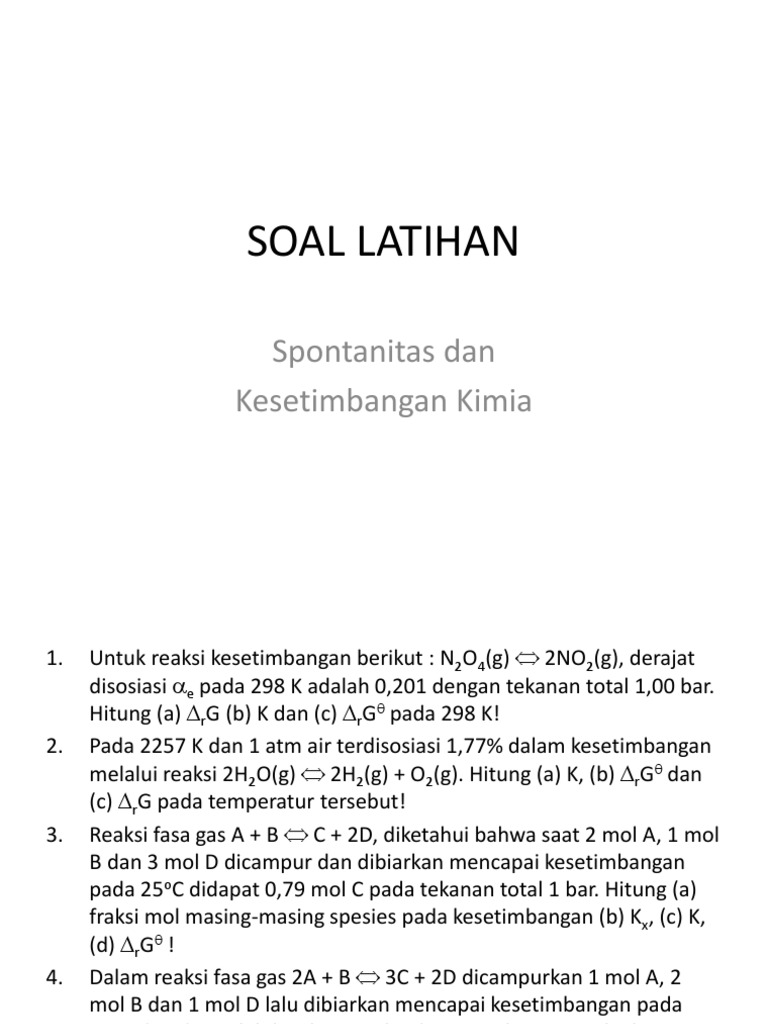 Soal Latihan Chemical Equilibrium | PDF | Sains & Matematika ...