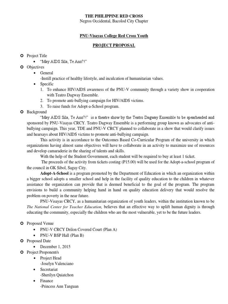 PNUV RCY Project Proposal | PDF | Business