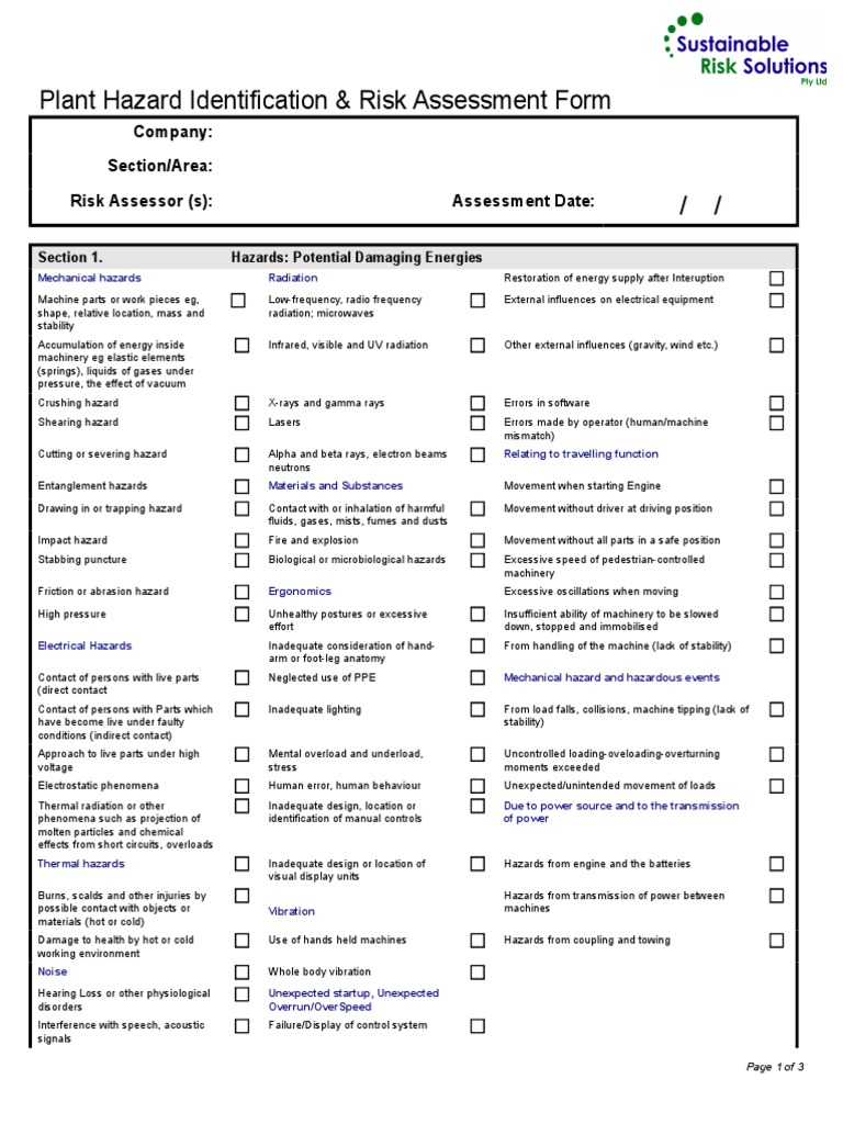 OHS&W Plant Specific Hazard Identification | PDF | Radiation | Risk