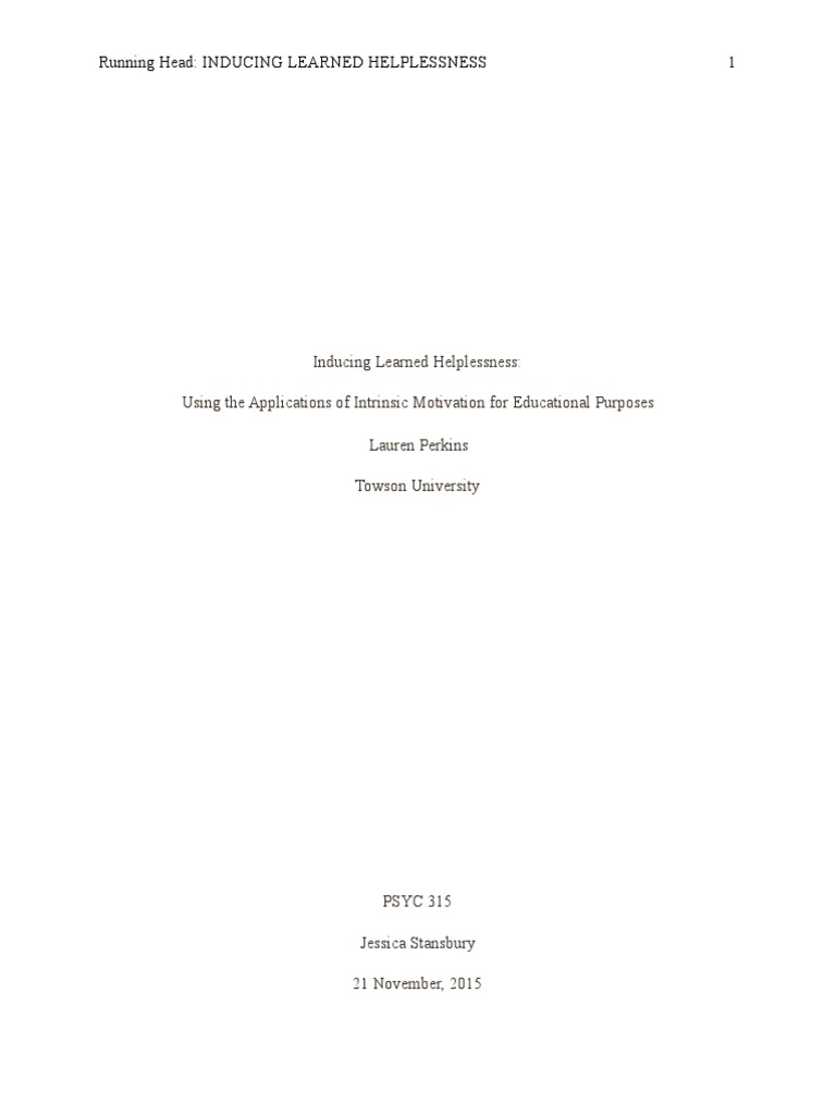 Inducing Learned Helplessness | PDF | Motivation | Motivational