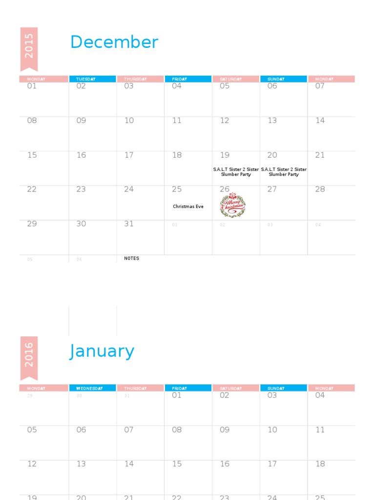 2015-2016 Monthly Calendar Overview | PDF
