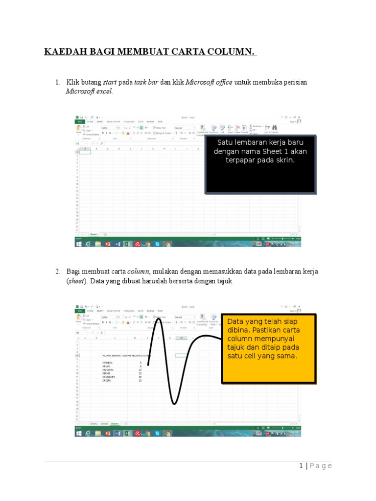 Kaedah Bagi Membuat Carta Column Pada Microsoft Office Excell | PDF