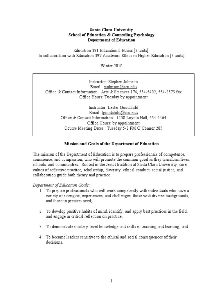 ED397 - Ethics Syllabus | PDF | Evaluation | Educational Assessment