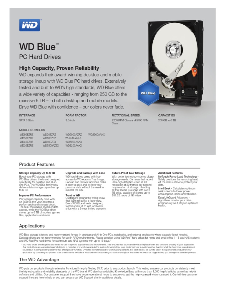 WD Blue: PC Hard Drives | PDF | Hard Disk Drive | Personal Computers