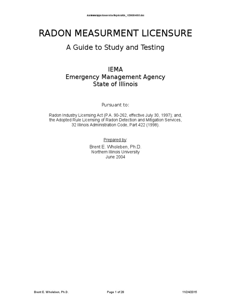 Radon Measurement Licensure Guide | PDF | Radioactive Decay | Test ...