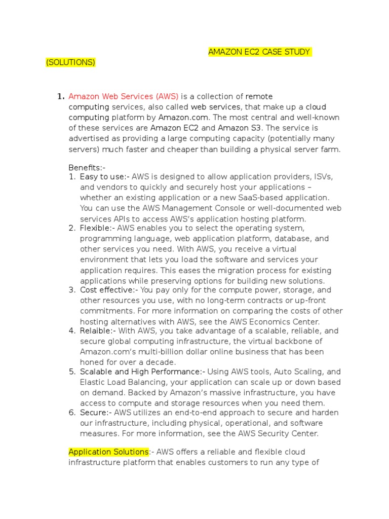 Amazon Ec2 Case Study | PDF | Amazon Web Services | Cloud Computing