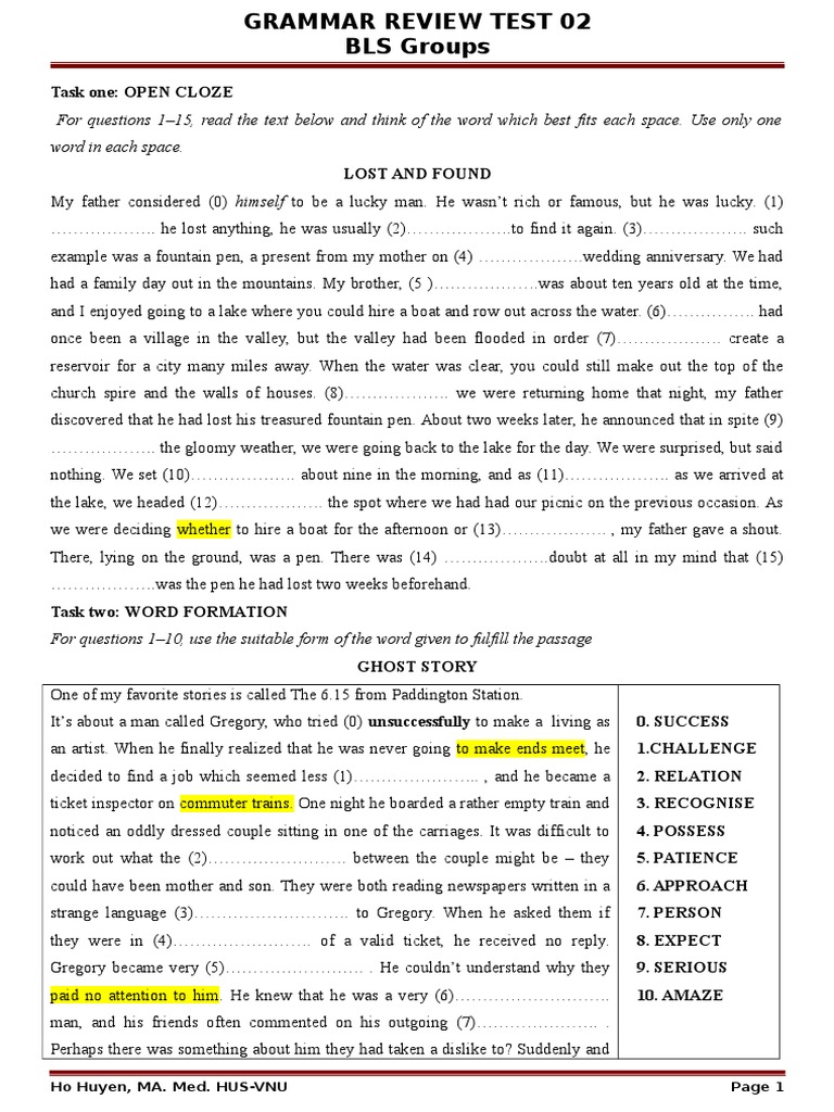 Grammar Review Test 02 | PDF | Mountaineering