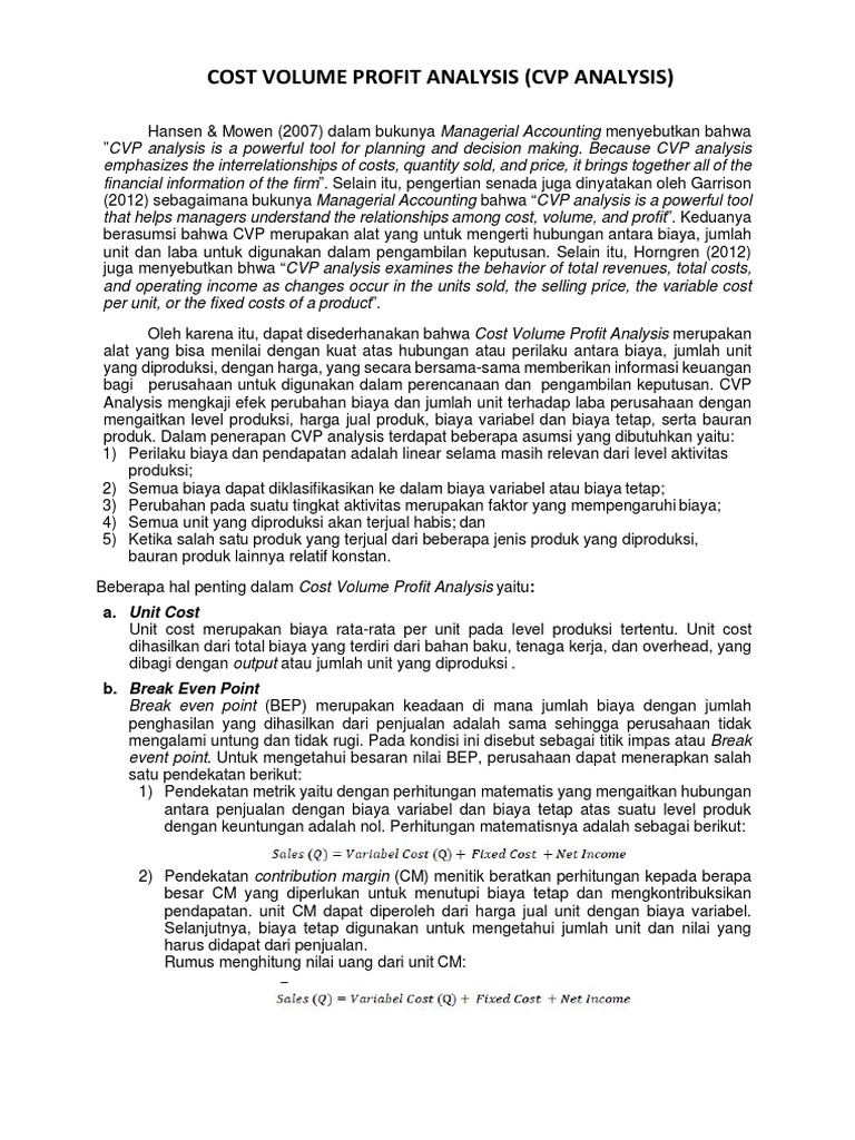 Resume CVP | PDF | Bisnis | Pengelolaan Keuangan & Uang
